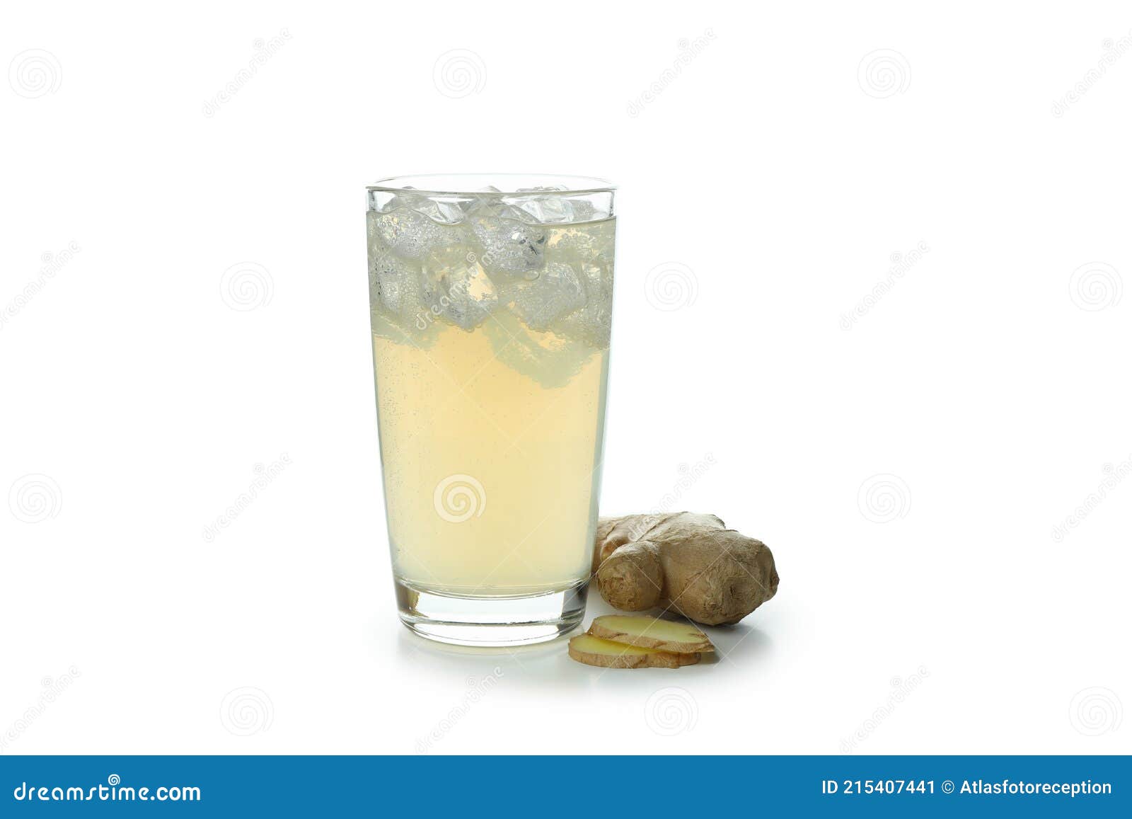 Glass of Ginger Beer Isolated on White Stock Image - Image of gold ...