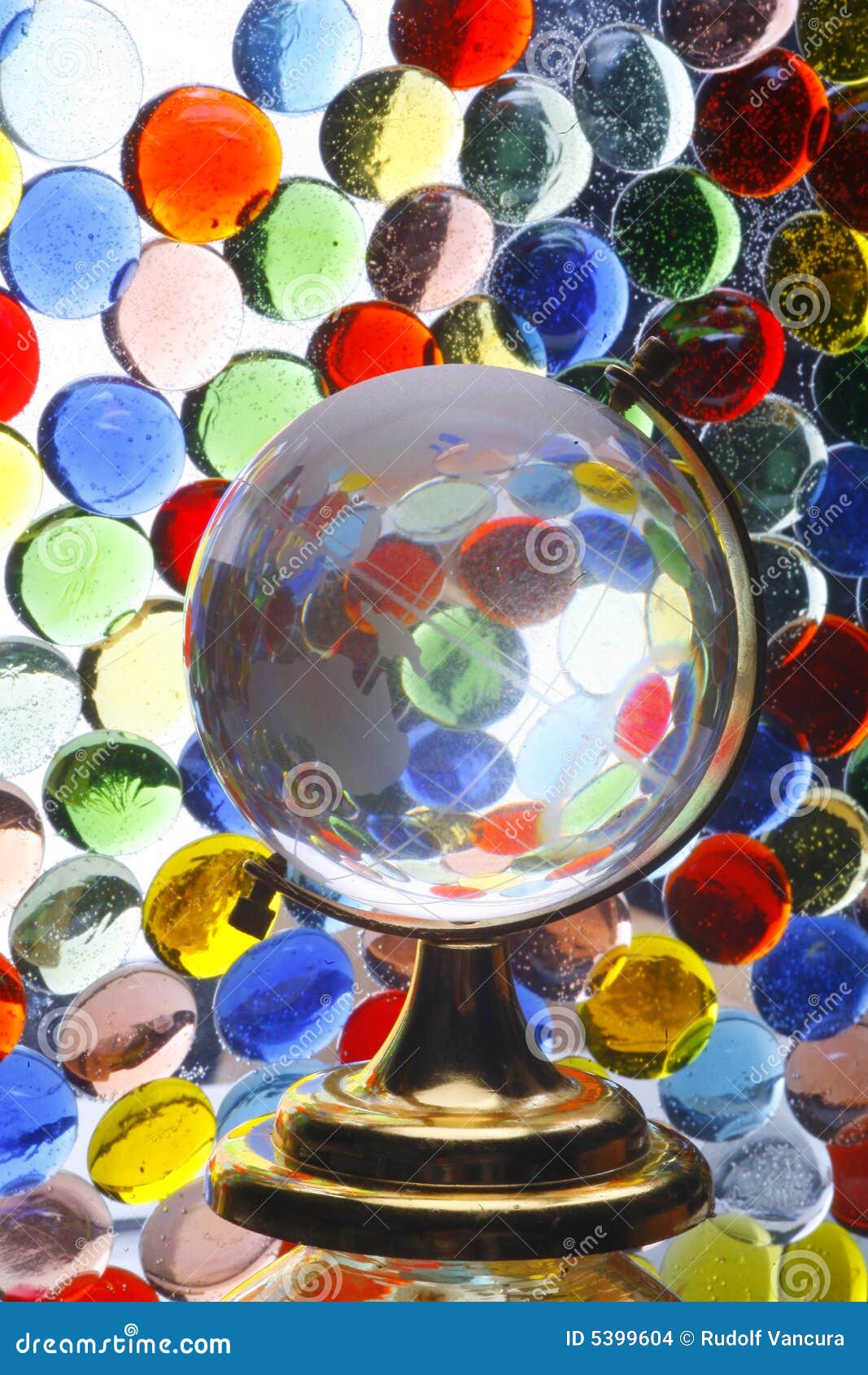 Glass Globe and Colored Glass Stock Photo - Image of colorful, blue ...
