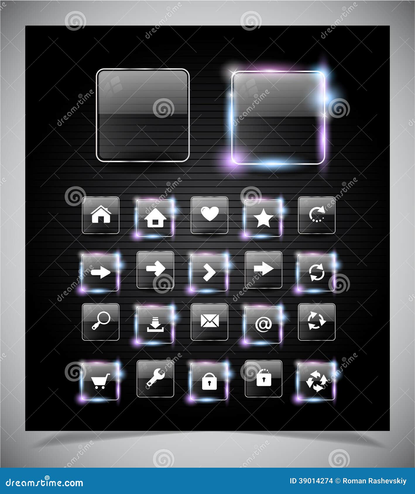 Glass Glowing Buttons for Web Stock Photo - Image of heart, icon: 39014274