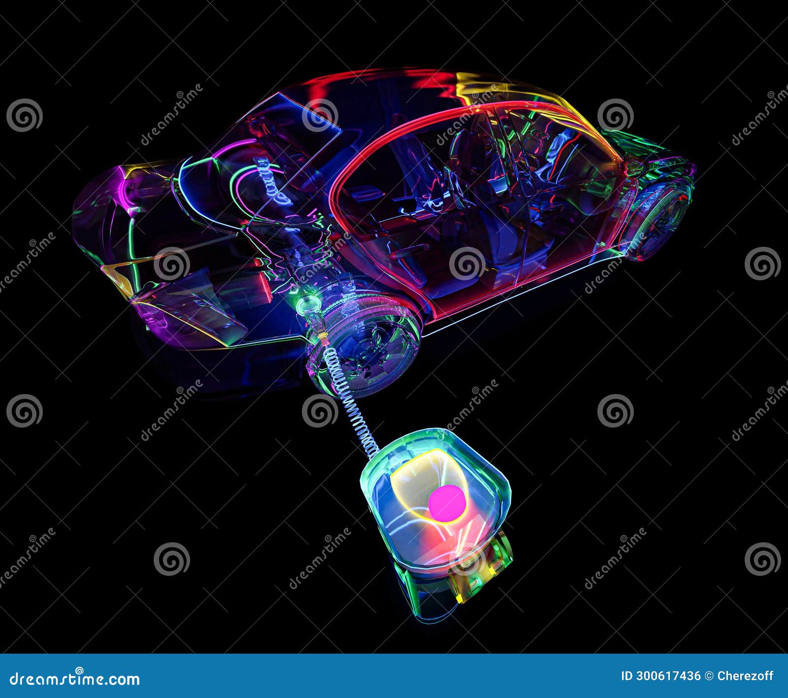 Glass Glowing Electric Car Charging Stock Illustration - Illustration ...