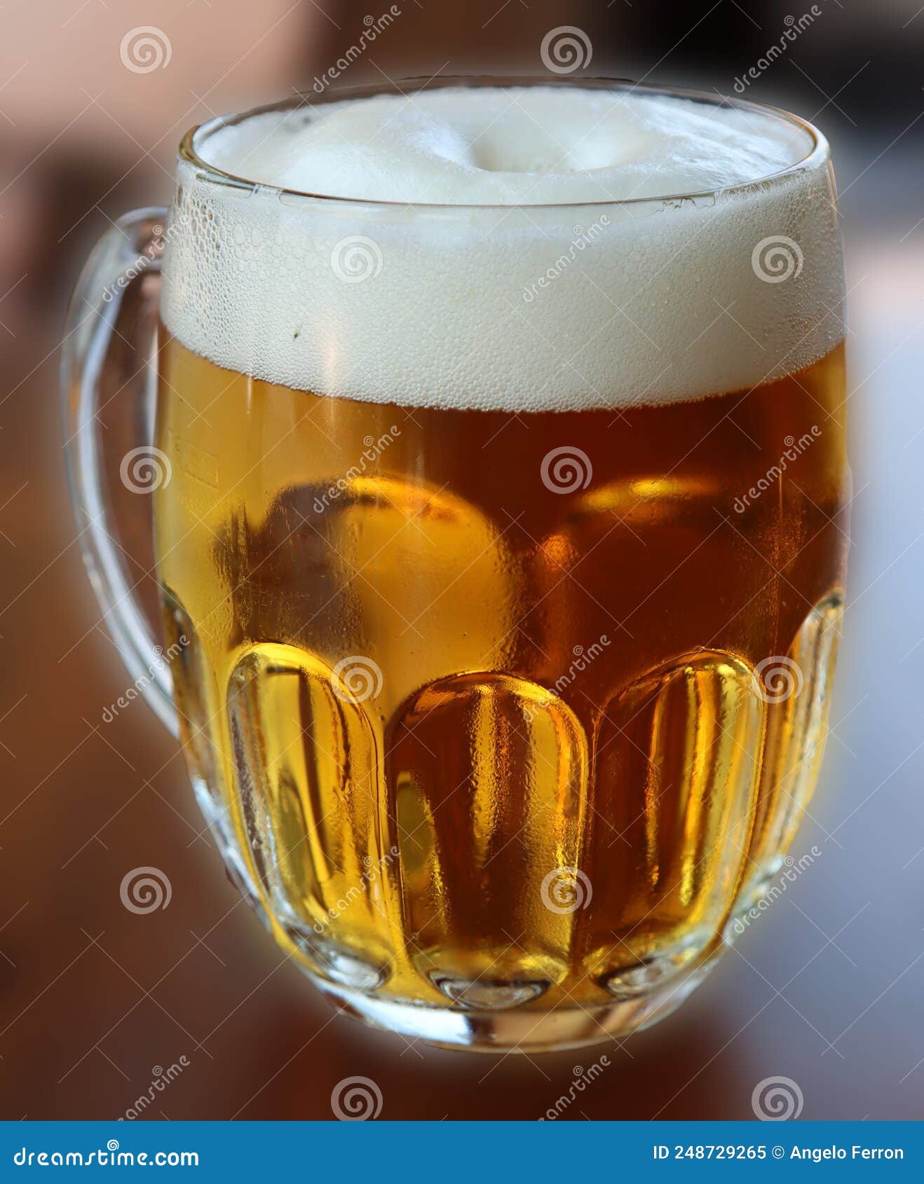 Glass with Handle Full of Light Beer with Foam- Stock Image - Image of ...