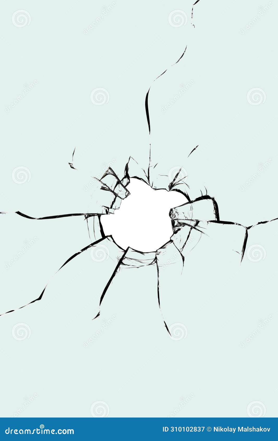 Glass with Hole and Cracks, Broken Window Texture Stock Illustration ...