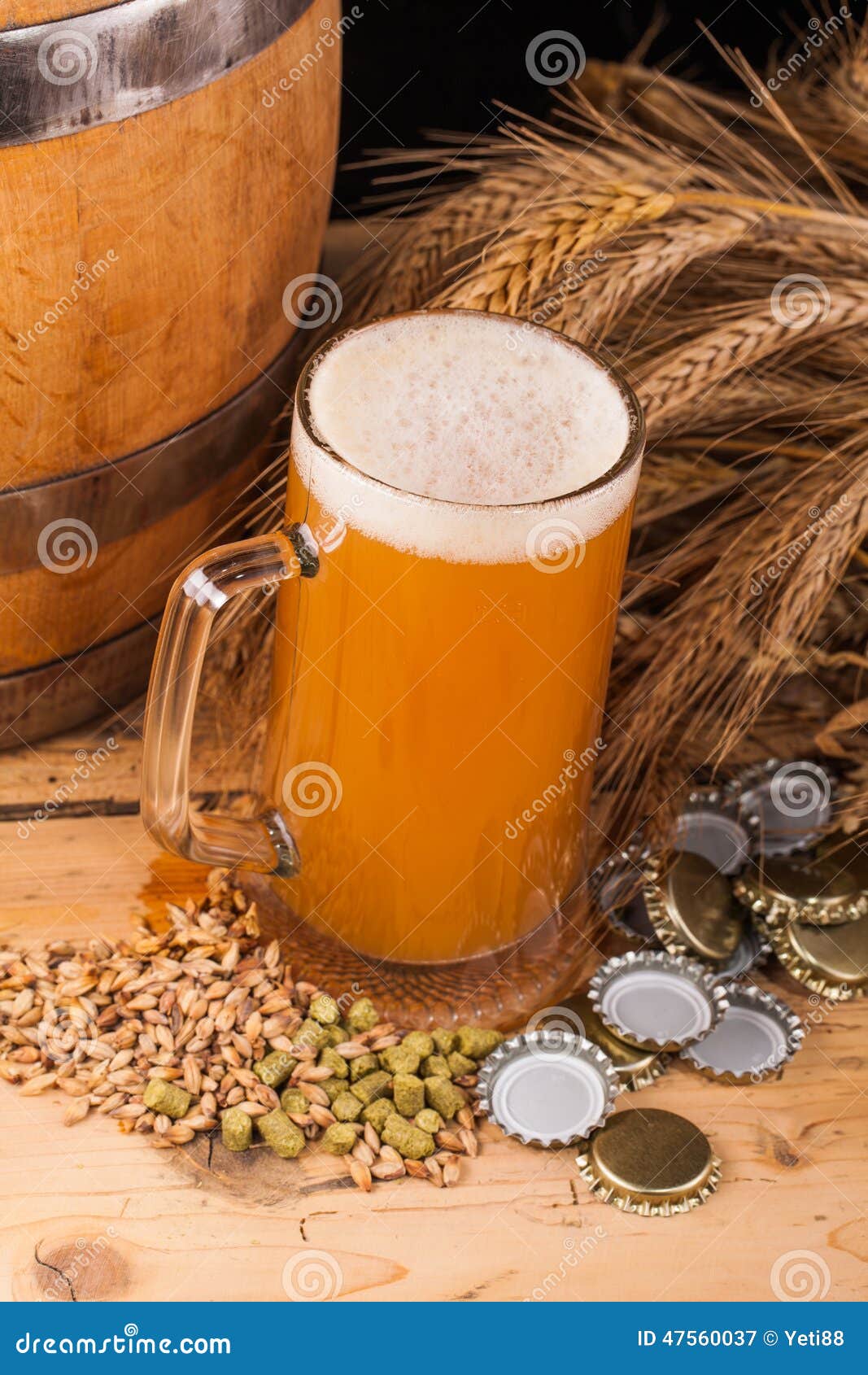 Glass of Home Made Beer on Table Stock Image - Image of foam, closeup ...