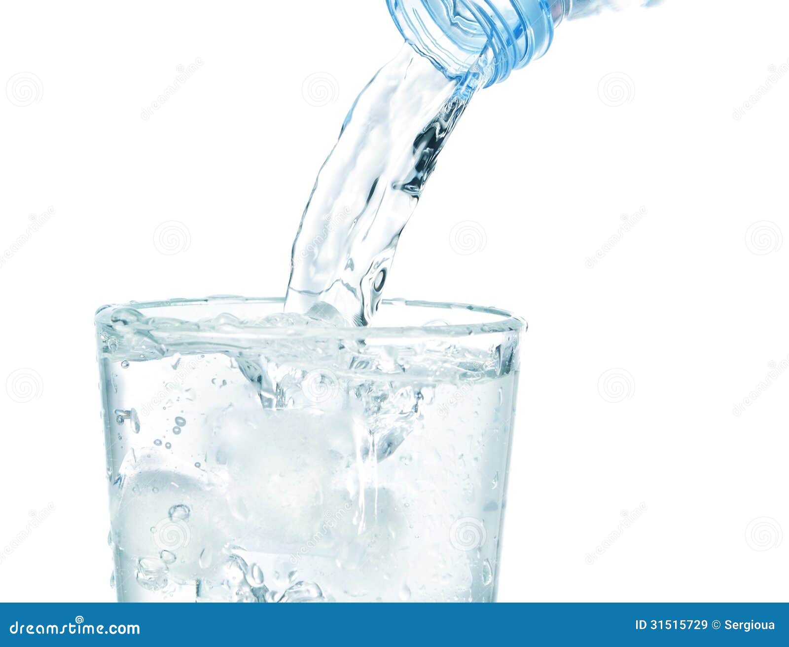 In a Glass with Ice Flowing Clean Water. Stock Image - Image of bottle ...