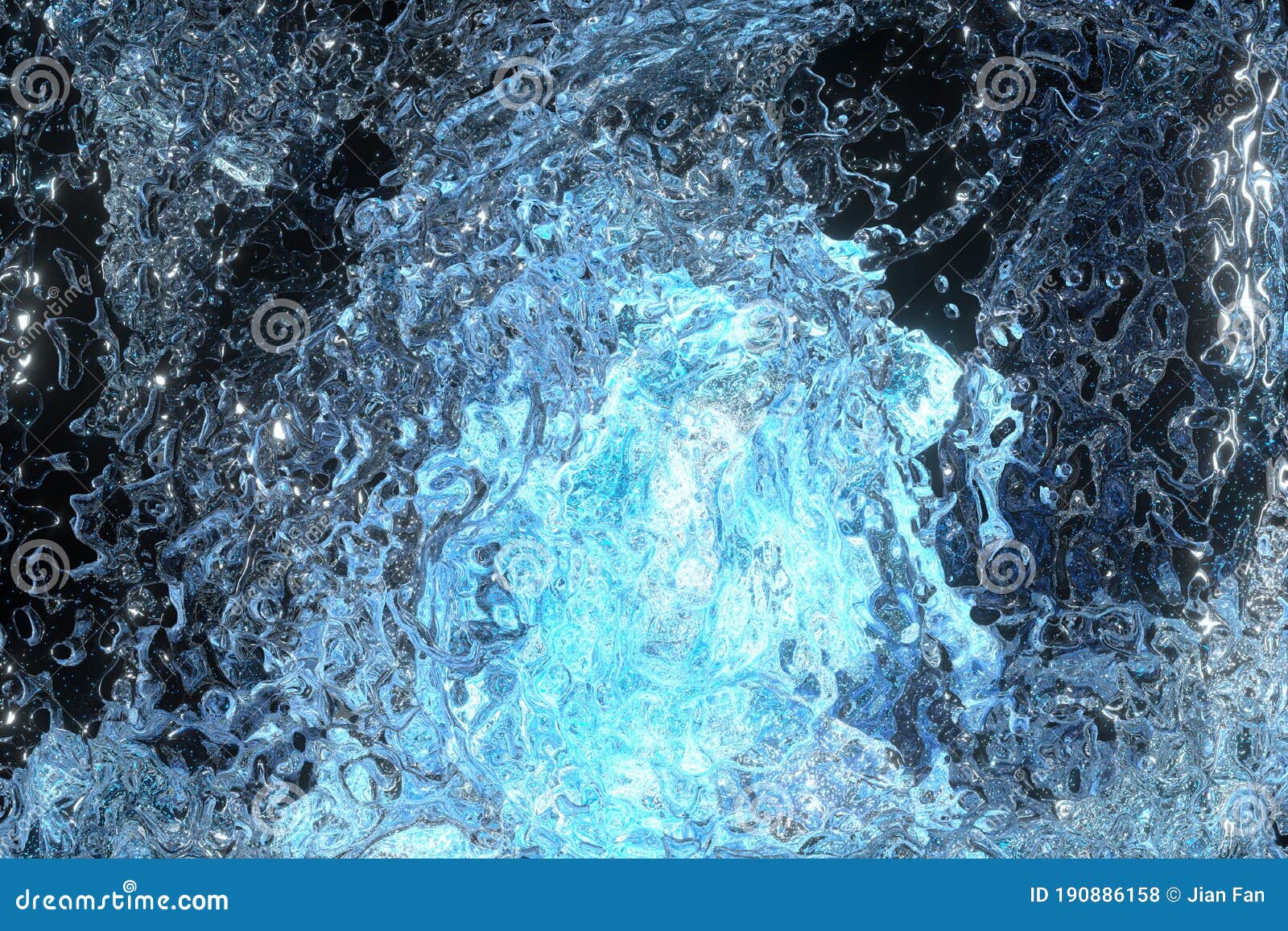 Glass Ice with Glowing Particles Inside, 3d Rendering Stock ...