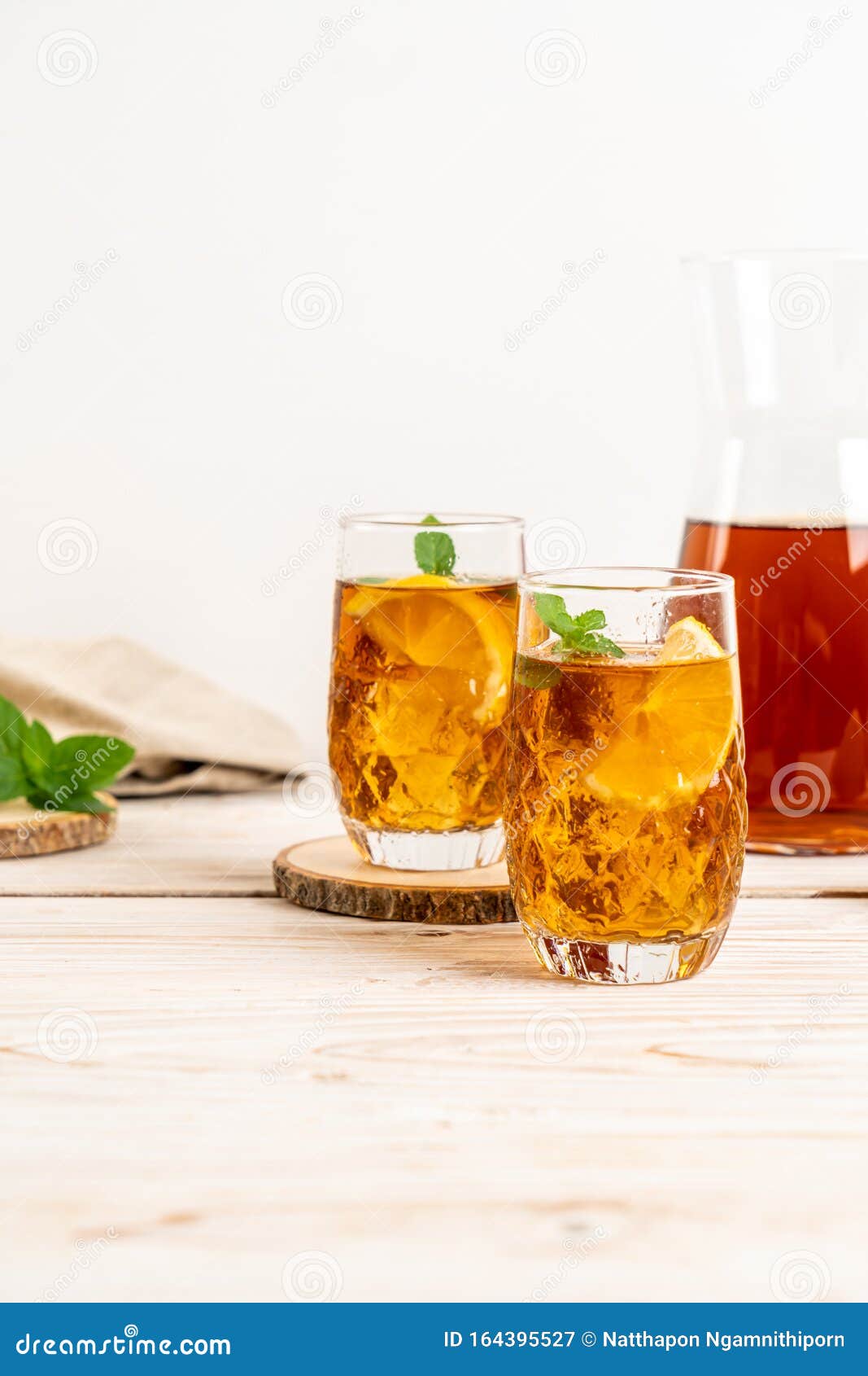 Glass of ice lemon tea stock image. Image of glass, selective - 164395527