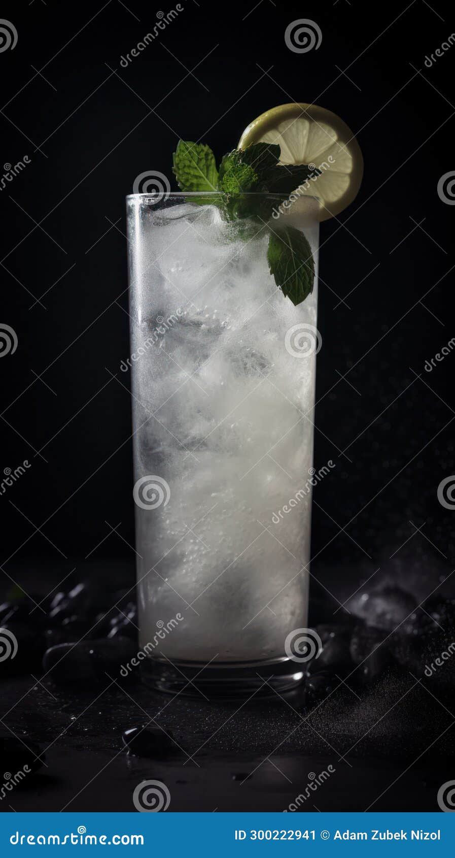 A Glass with Ice and a Slice of Lemon Stock Illustration - Illustration ...