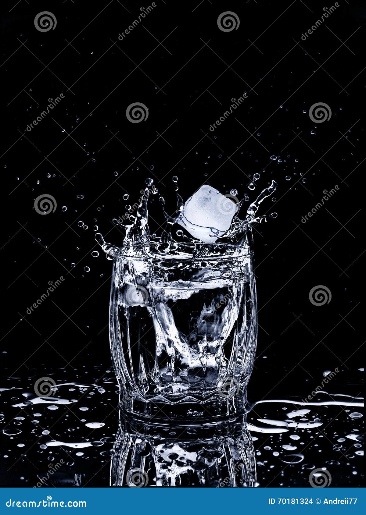 Glass ice splashing stock photo. Image of blue, cold - 70181324