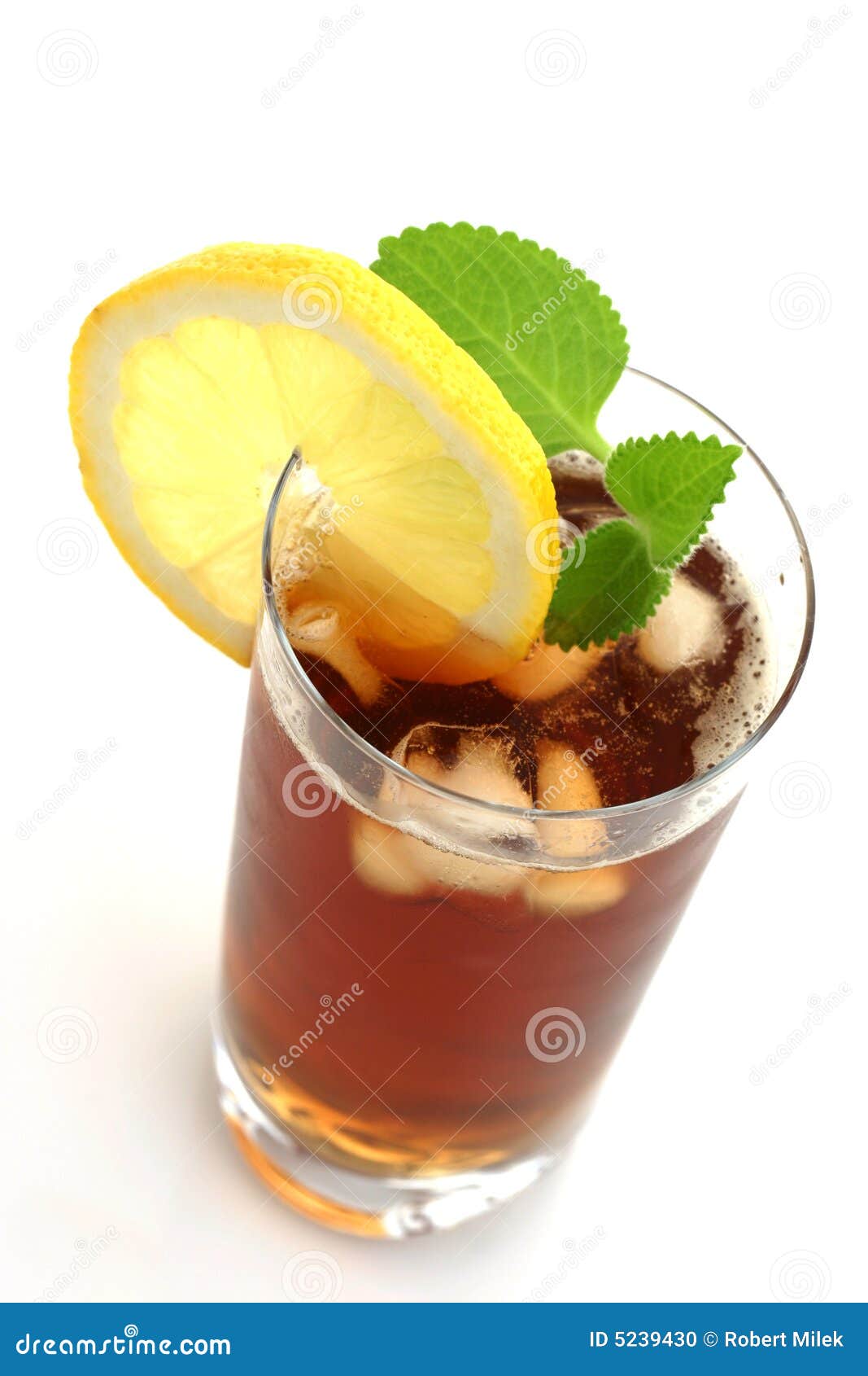 Glass of ice tea stock photo. Image of drop, citrus, drink - 5239430