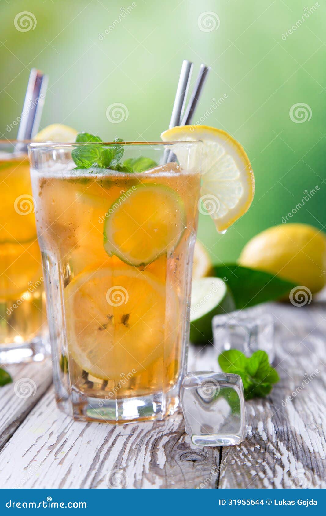 Glass of ice tea stock photo. Image of colour, cube, drink - 31955644