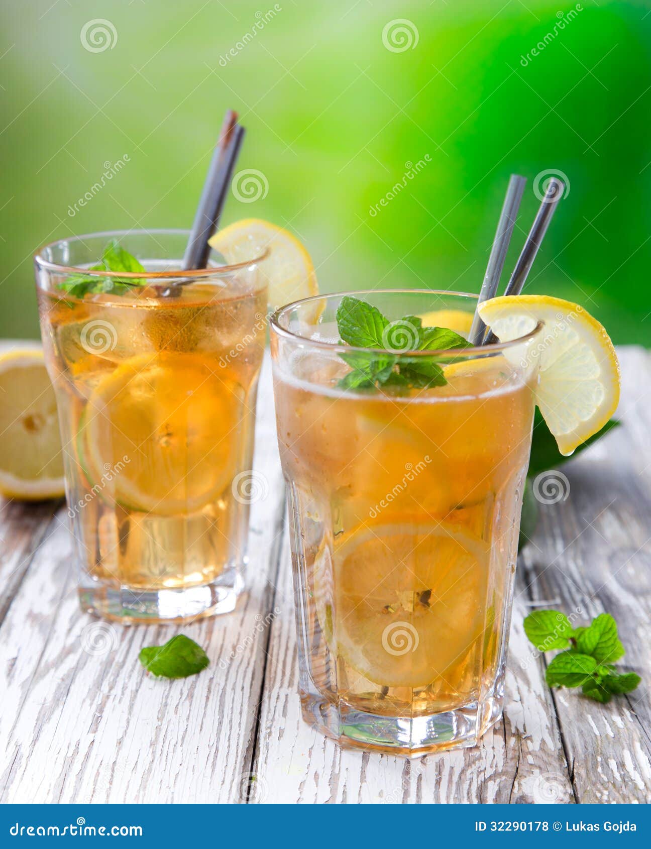 Glass of ice tea stock photo. Image of full, cold, lemon - 32290178