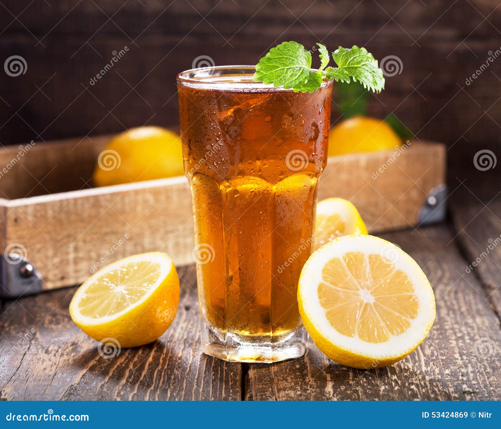 Glass of Ice Tea with Mint and Lemon Stock Image - Image of healthy ...