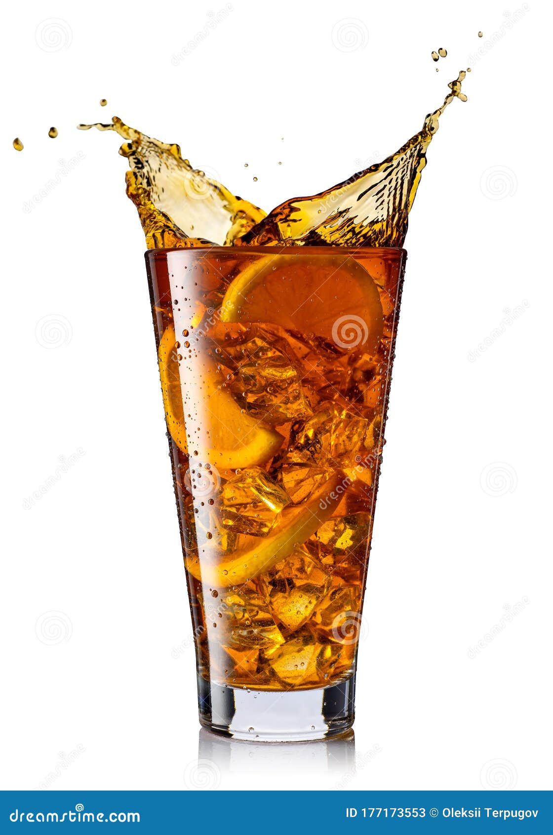 Glass of ice tea stock image. Image of isolated, splash - 177173553