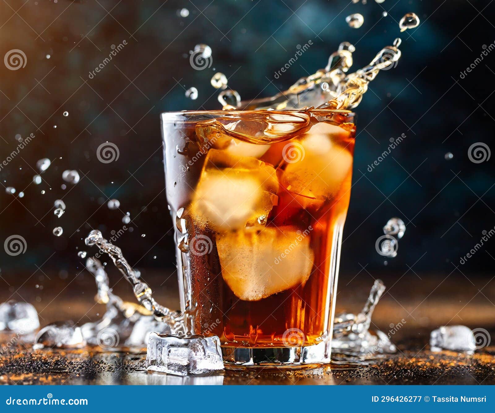 A Glass of Ice Tea with Water Splashing on it. Generative Ai Stock ...
