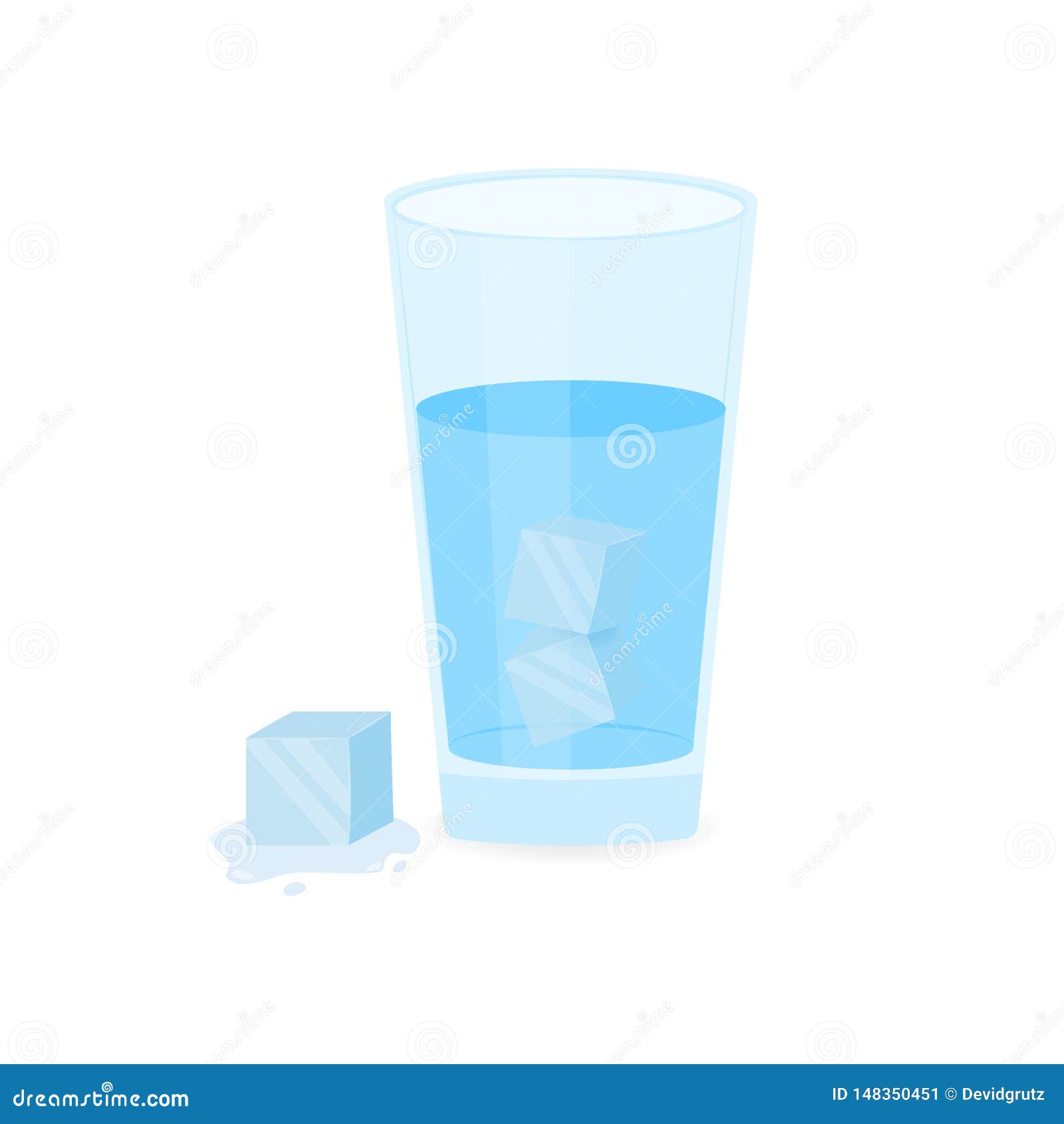 Glass of Ice Water on White Background. Vector Stock Illustration Stock ...