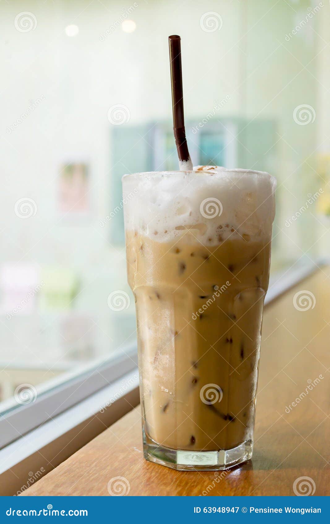 Glass of iced cappuccino stock image. Image of coffee - 63948947