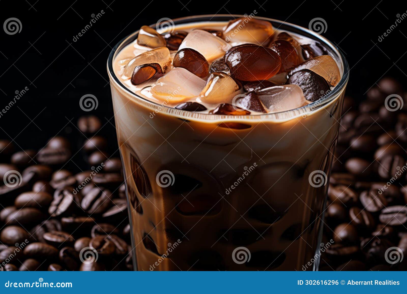 A Glass of Iced Coffee with Ice and Coffee Beans Stock Illustration ...