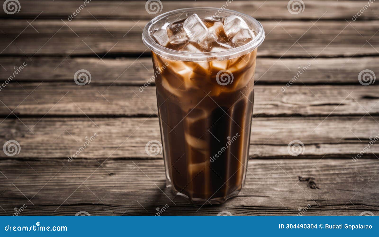 A Glass of Iced Coffee on a Wooden Table Stock Illustration ...