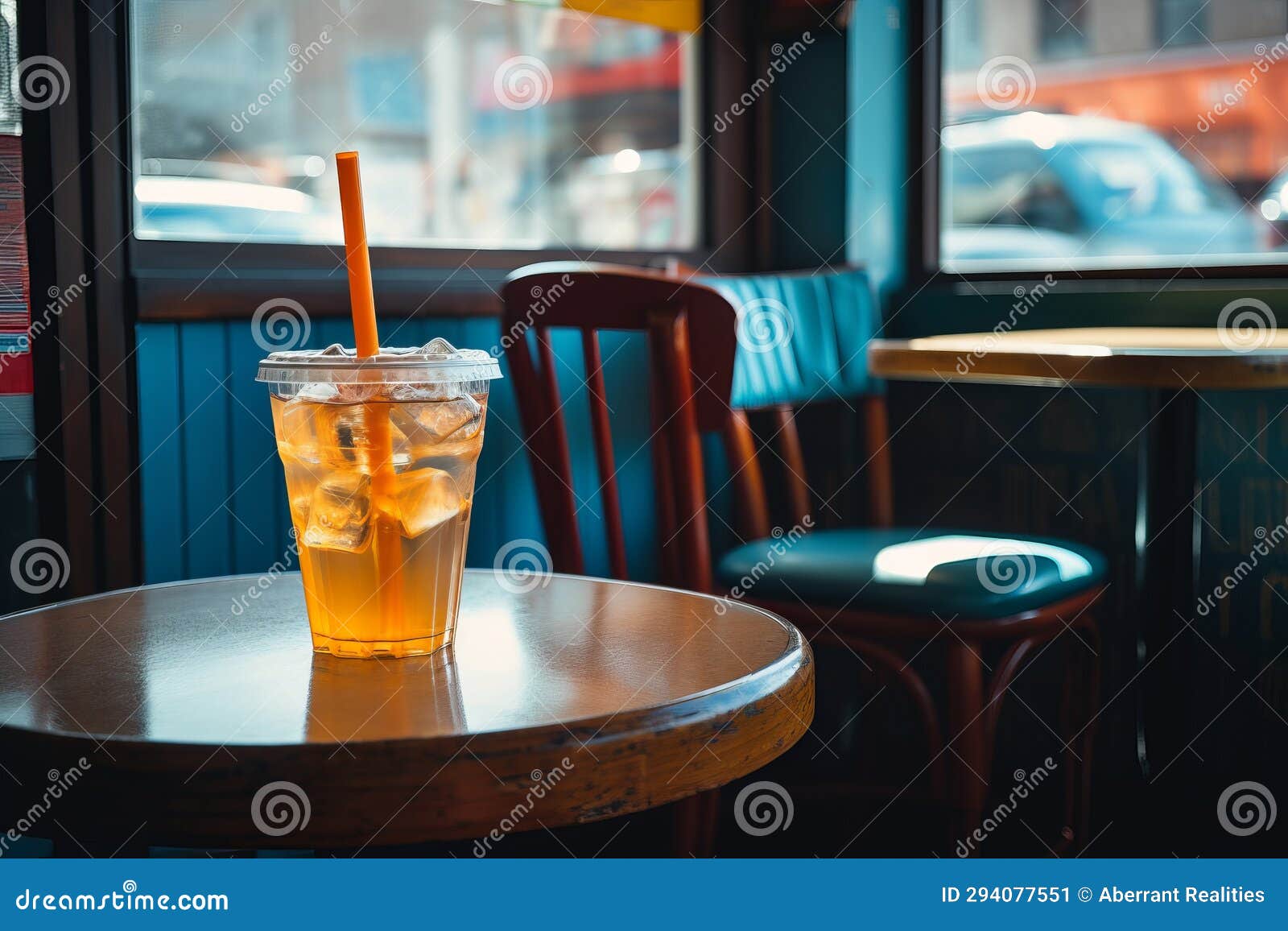 A Glass of Iced Tea Sitting on a Table in Front of a Window Stock ...