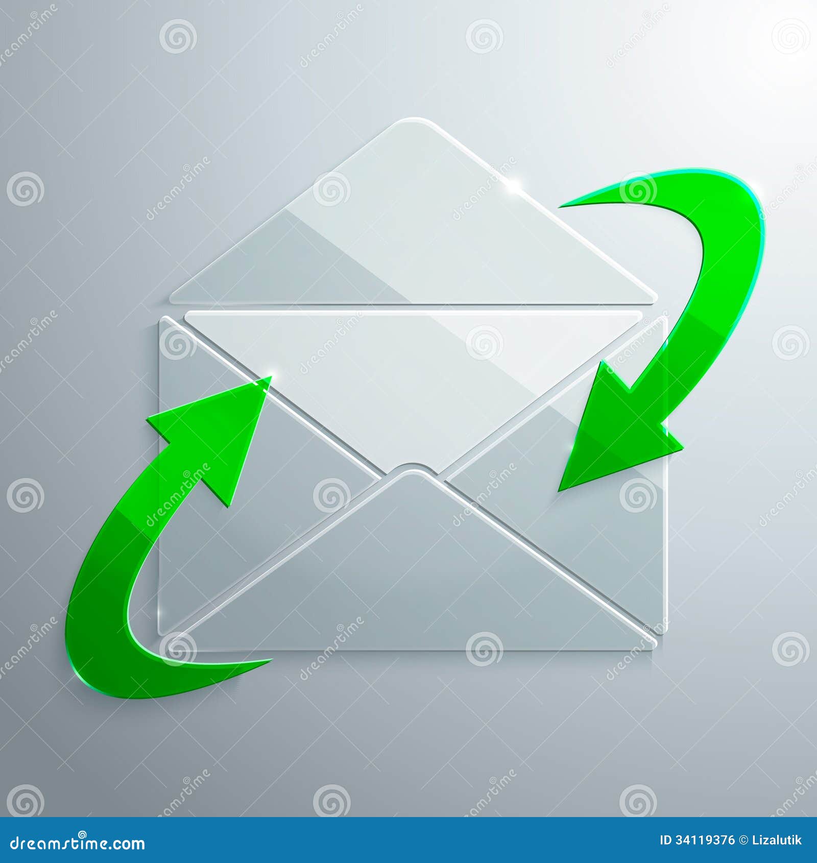 Glass Icon of Open Envelope with Arrows Stock Vector - Illustration of ...