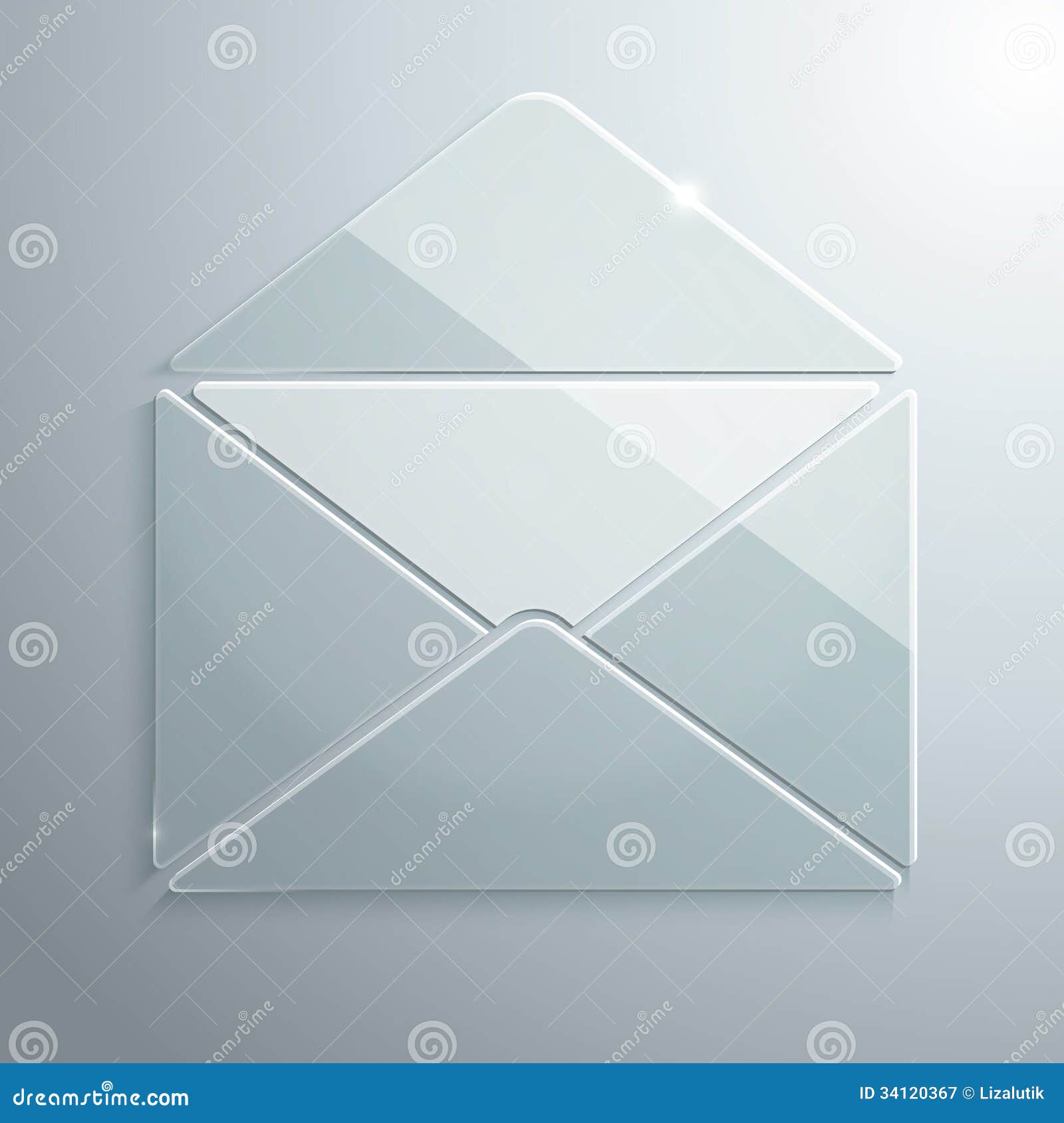 Glass Icon of an Open Envelope Stock Vector - Illustration of icon ...