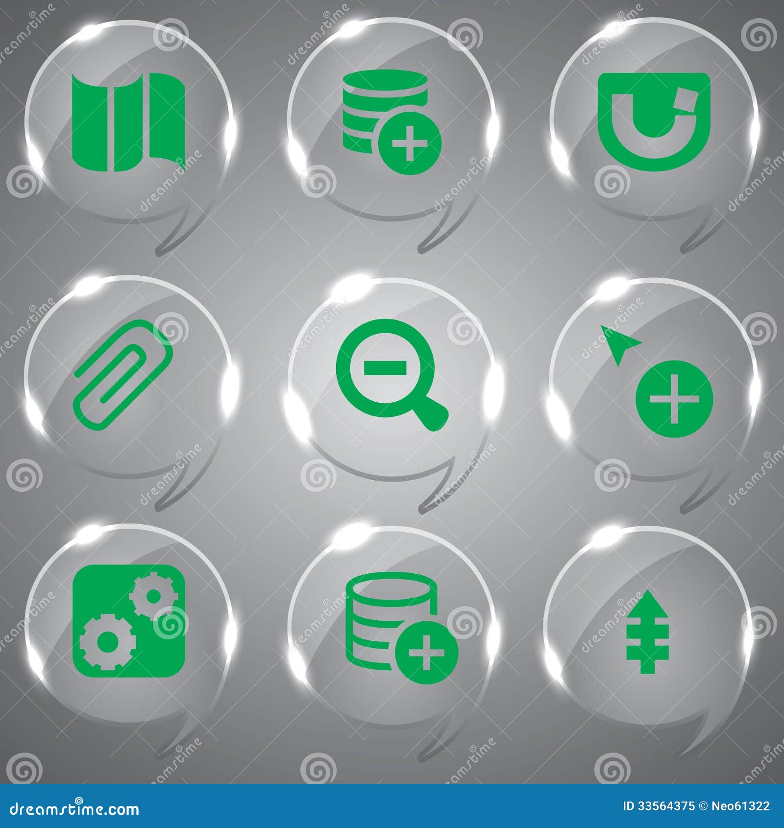 Glass Icons Set Green Vector Stock Vector - Illustration of design ...