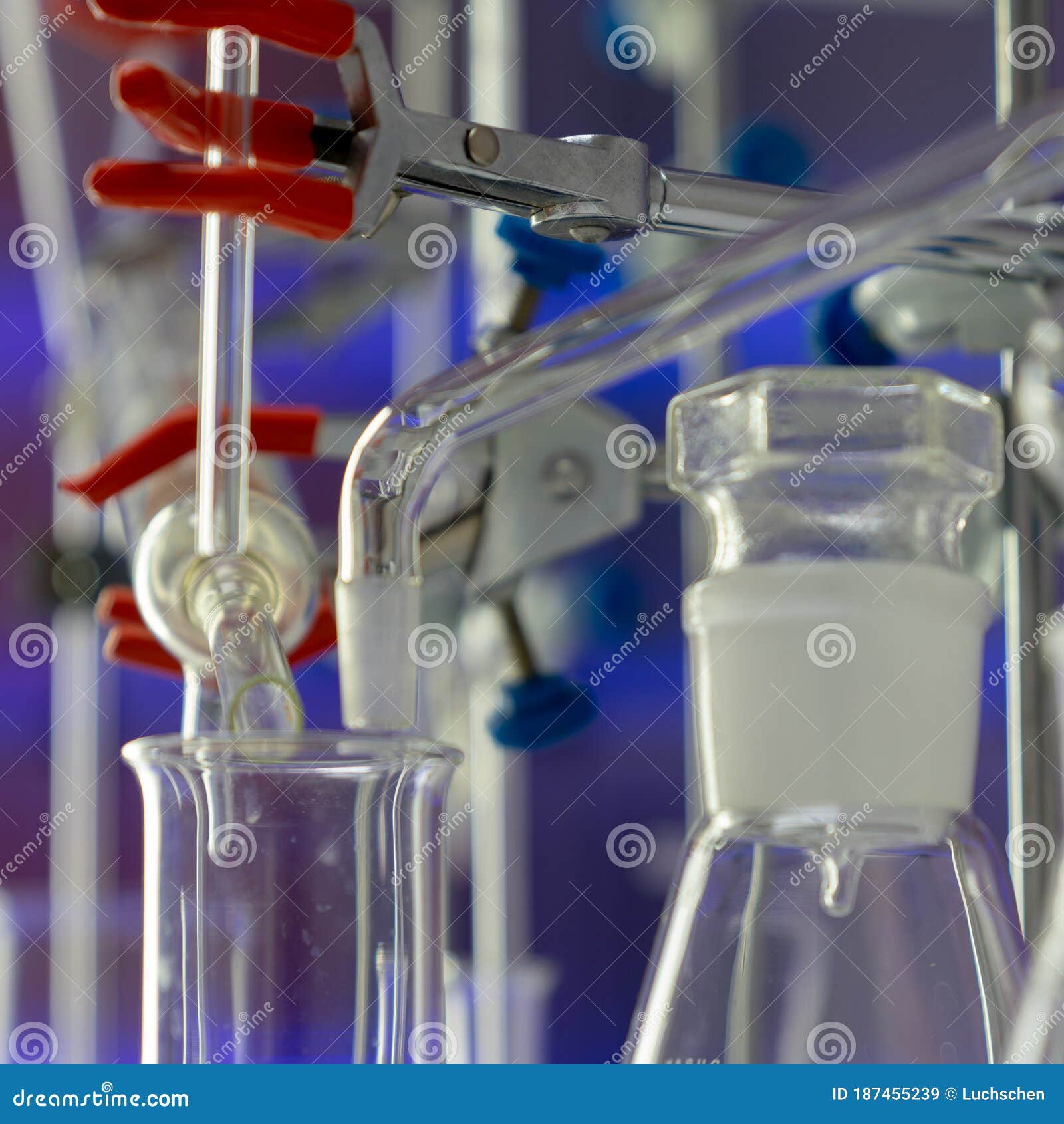 Glass Instruments in the Laboratory of Chemical Synthesis Stock Image ...