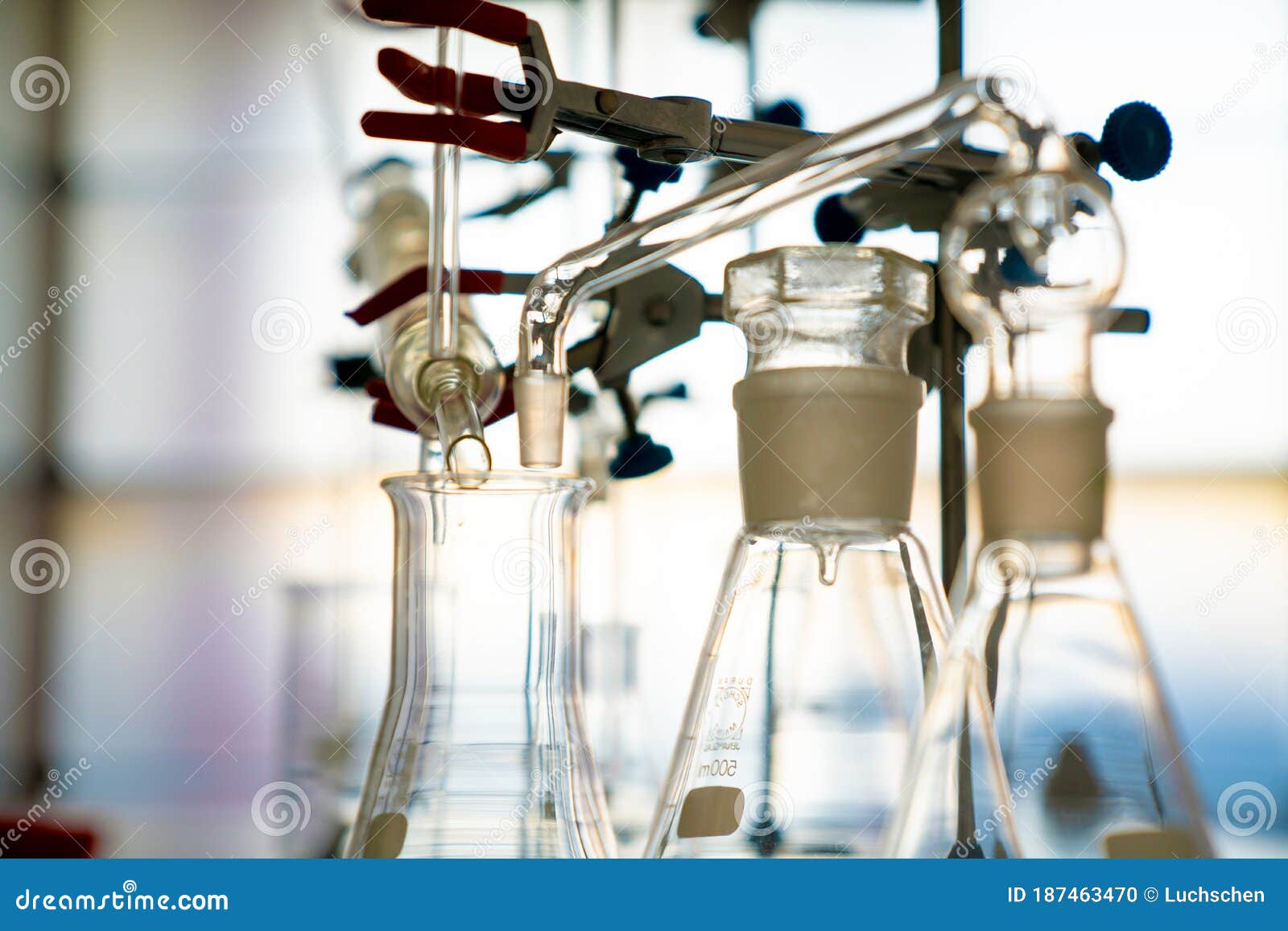 Glass Instruments in the Laboratory of Chemical Synthesis Stock Photo ...