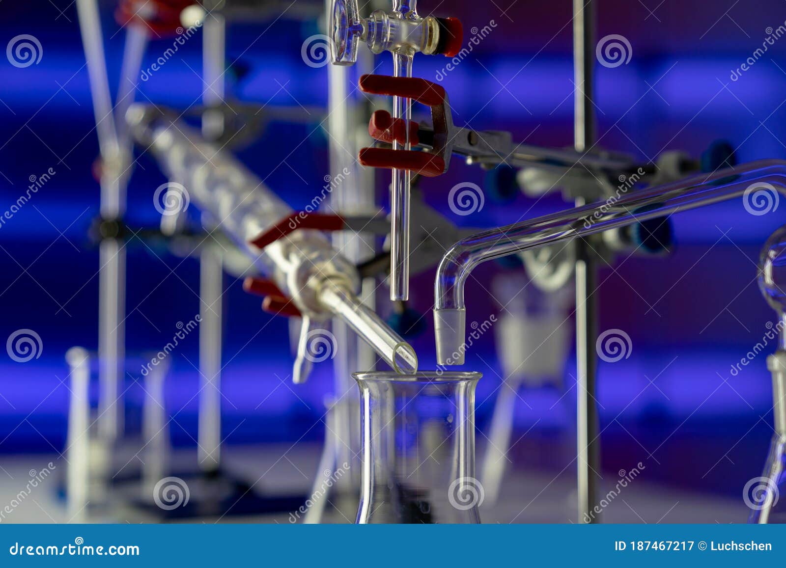 Glass Instruments in the Laboratory of Chemical Synthesis Stock Image ...