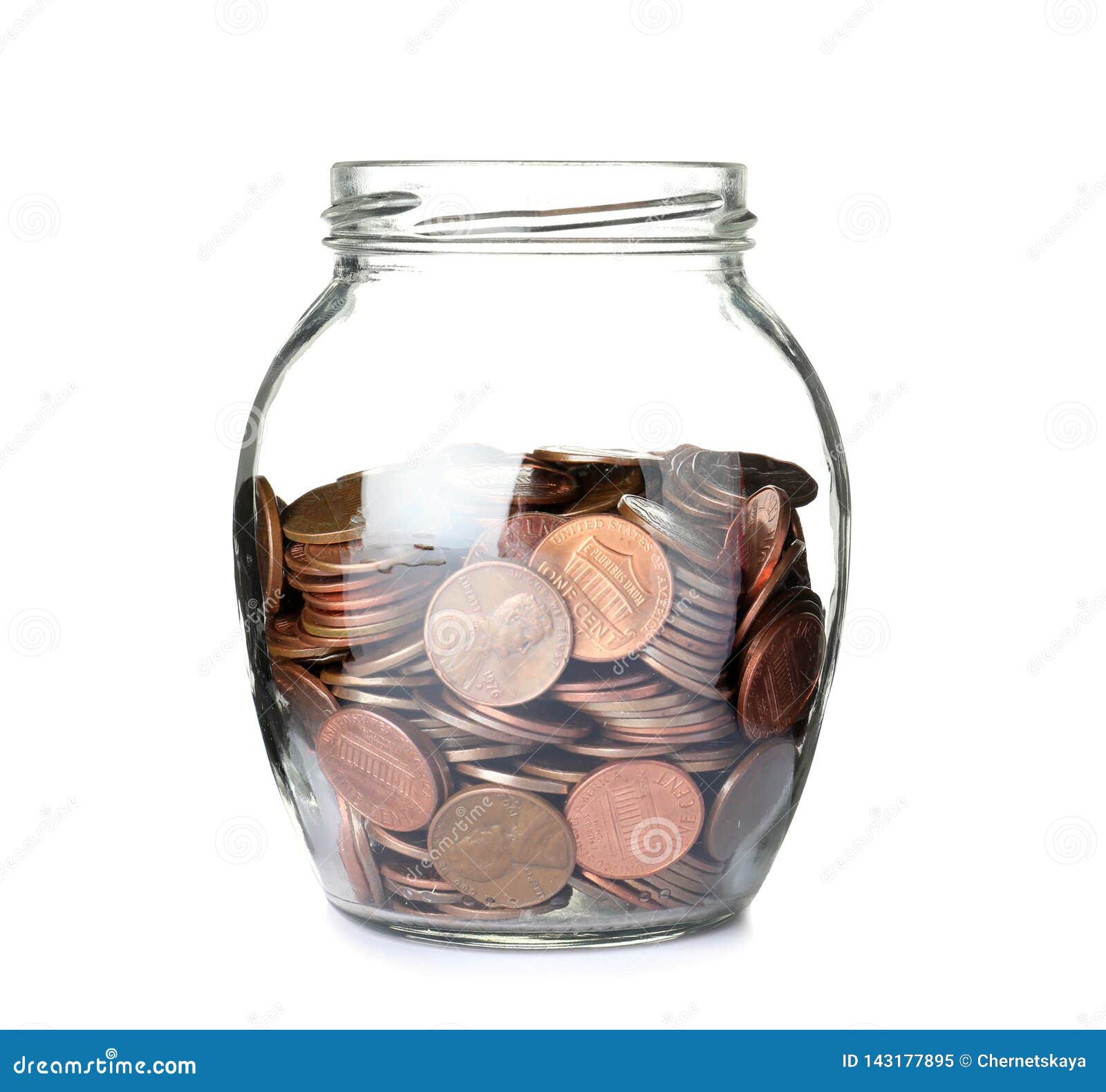 Glass Jar with Coins Isolated Stock Image - Image of commerce, economy ...