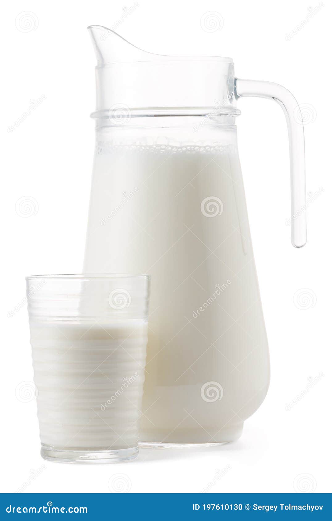 Glass Jar and Cup of Fresh Milk Isolated Stock Photo - Image of white ...