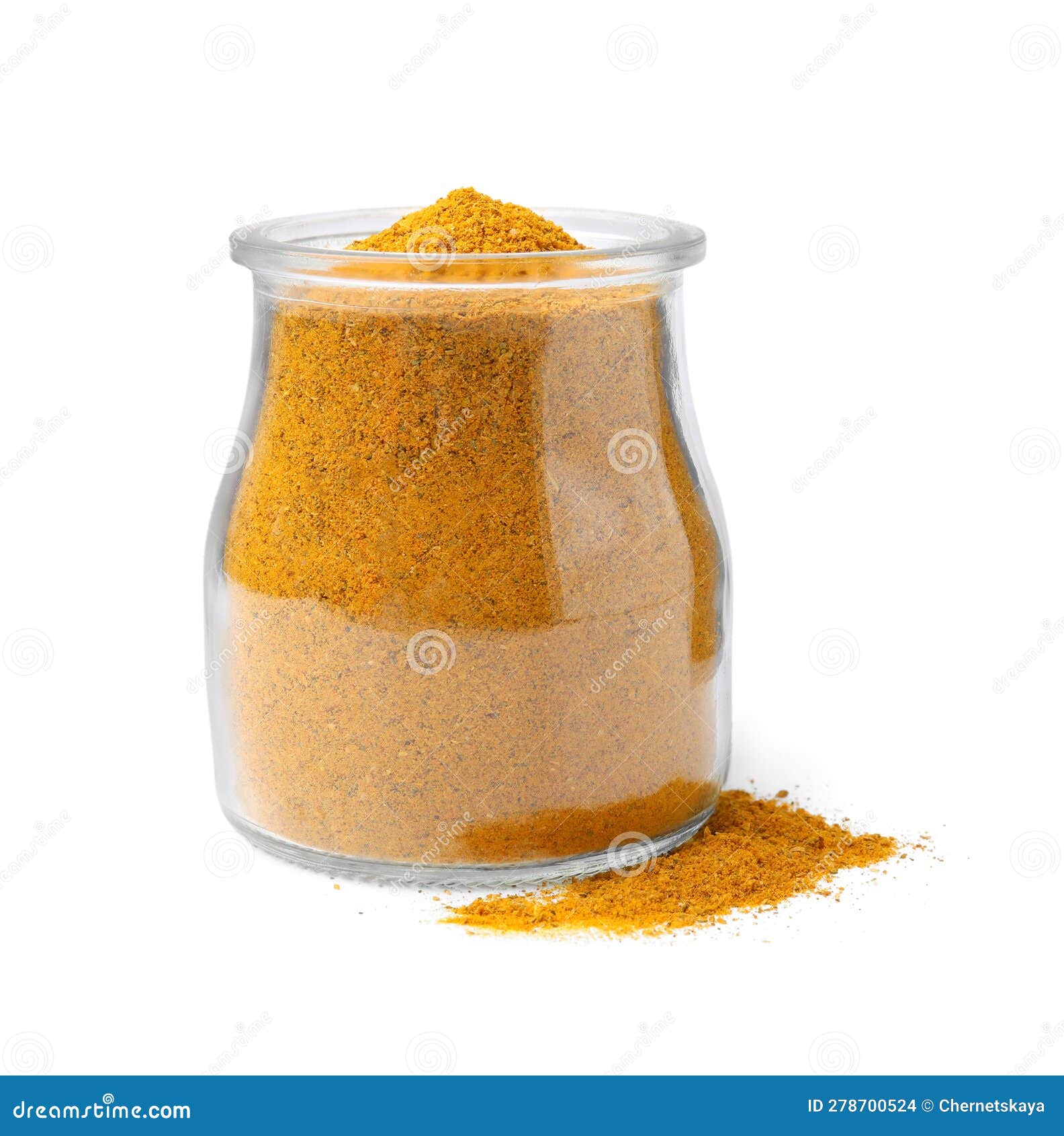 Glass Jar and Curry Powder Isolated on White Stock Photo - Image of ...