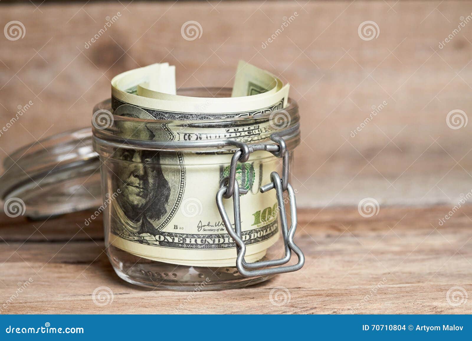 Glass Jar with Dollar Bills Stock Photo - Image of pension, dollar ...