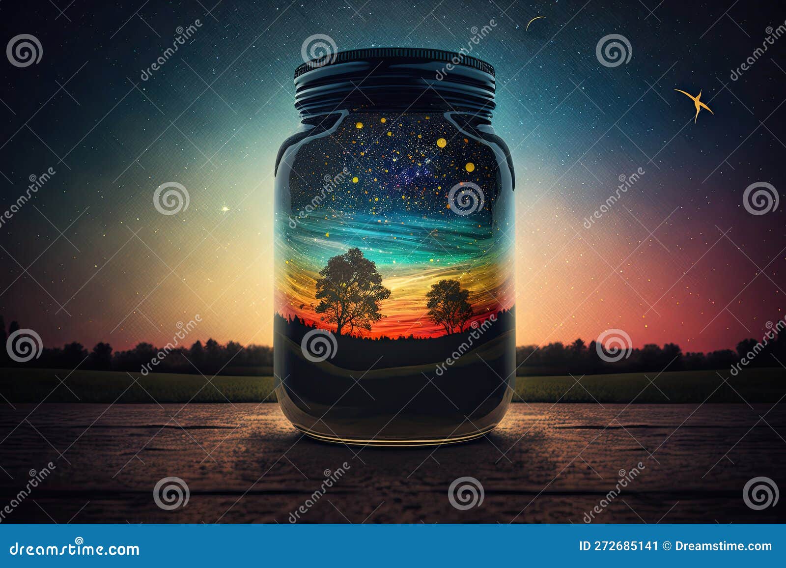 Glass Jar with Fantasy World Inside. Capturing Dream Concept. Created ...