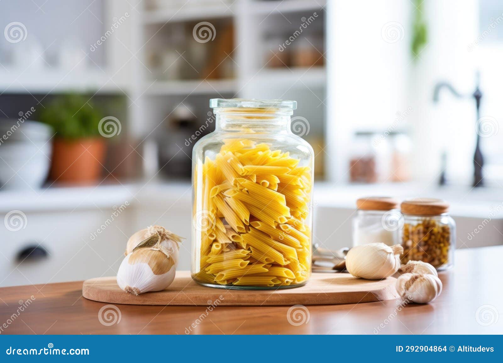 Glass Jar Filled with Pasta on a Kitchen Shelf Stock Photo - Image of ...