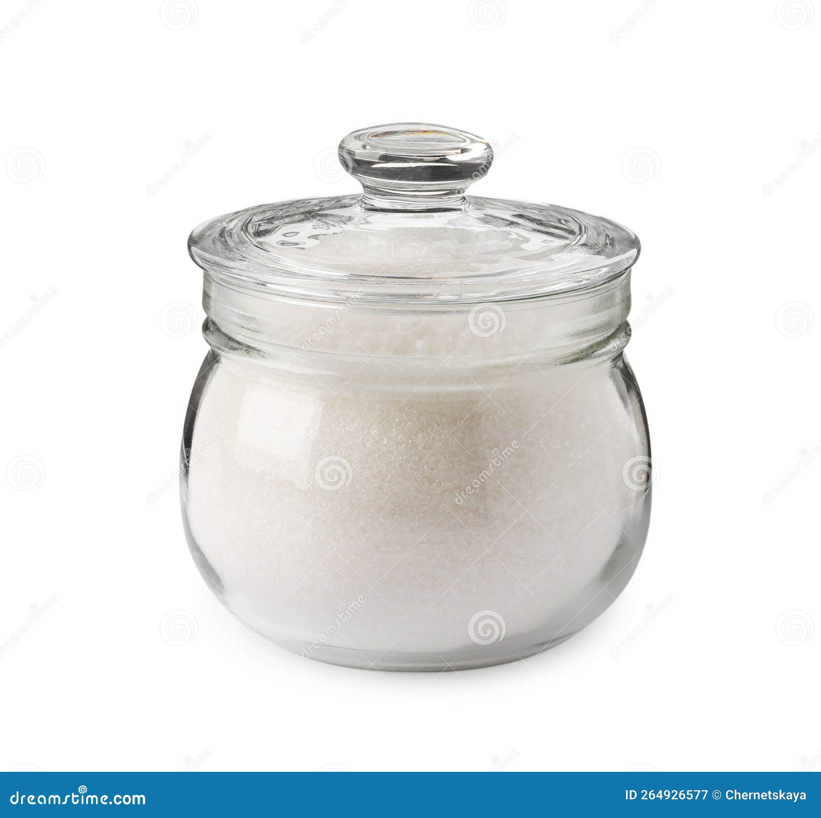 Glass Jar of Granulated Sugar Isolated on White Stock Image - Image of ...