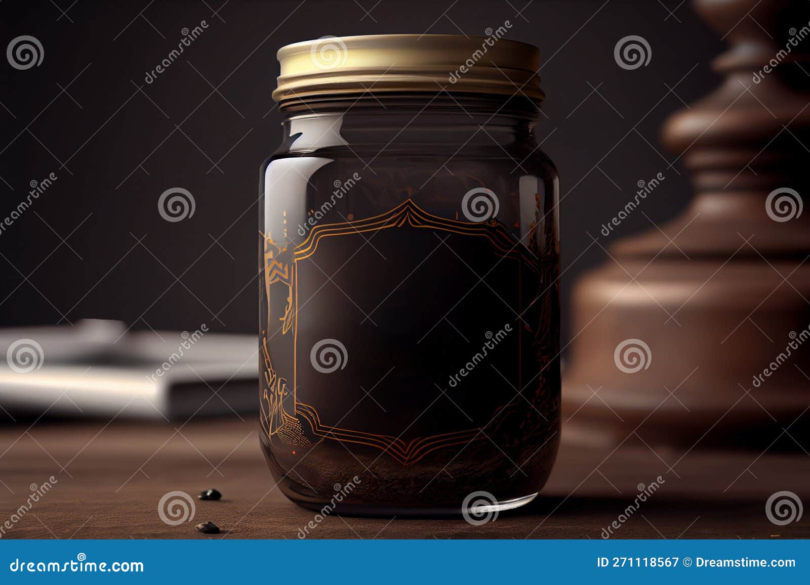 Glass Jar for Jam with Blank Label Over Dark Background. AI Generated ...