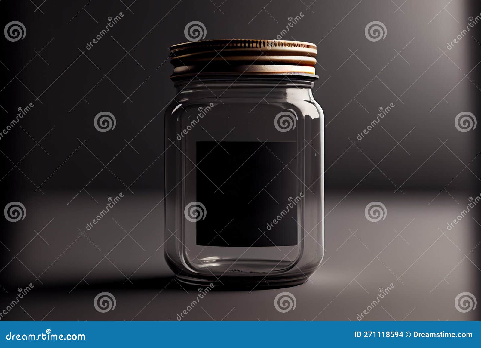 Glass Jar for Jam with Blank Label Over Dark Background. AI Generated ...