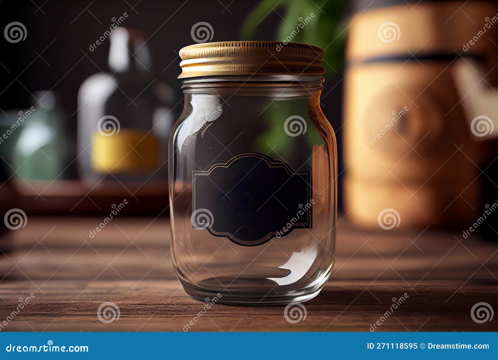 Glass Jar for Jam with Blank Label Over Dark Background. AI Generated ...
