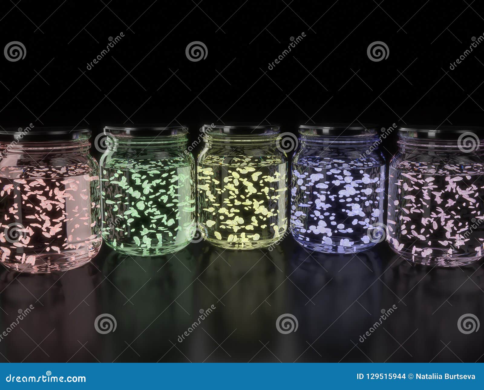 Glass Jar with Luminous Elements Stock Photo - Image of shine, glow ...