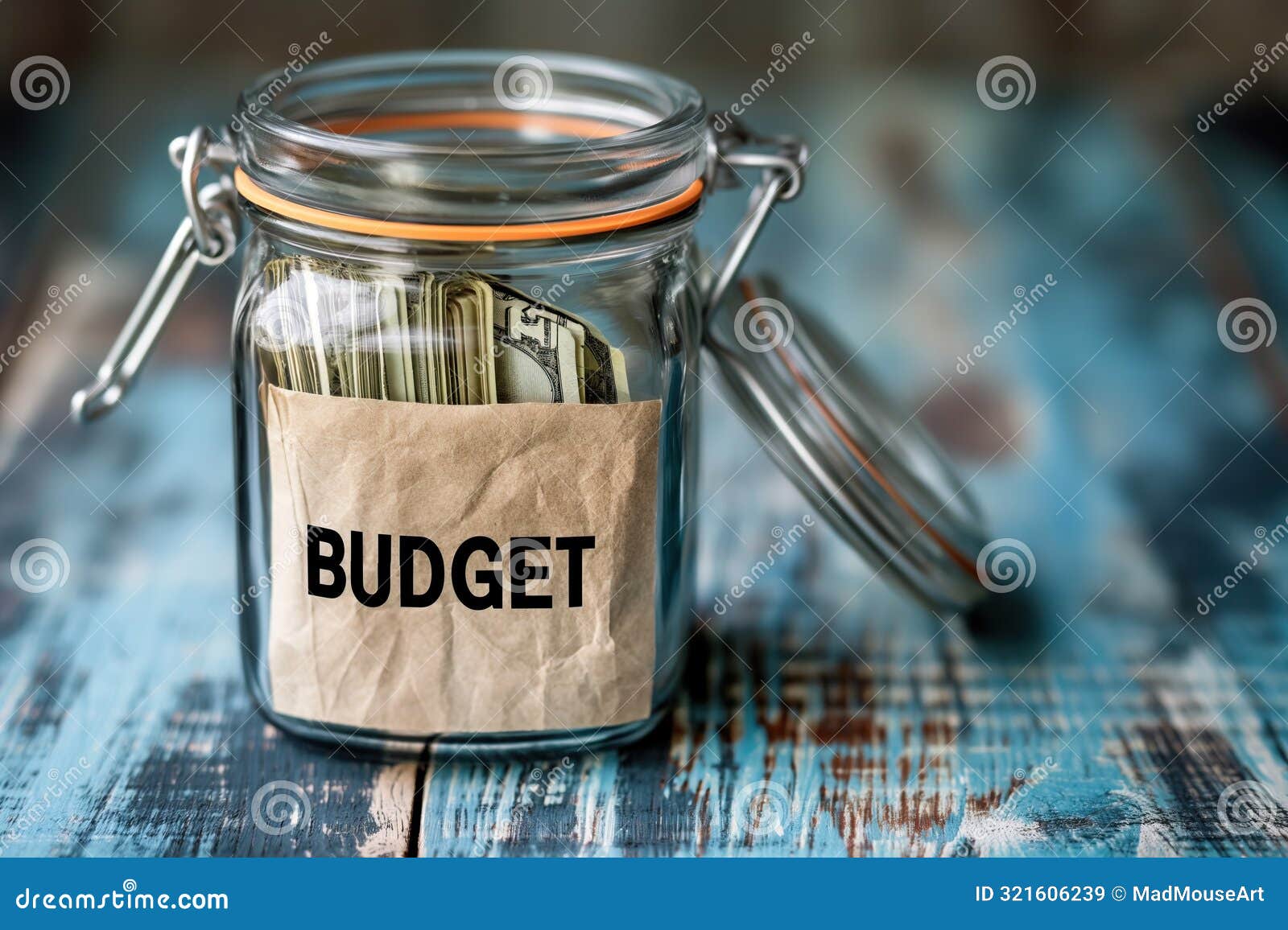 Glass Jar with Money. Concept about Budget Planning Stock Illustration ...