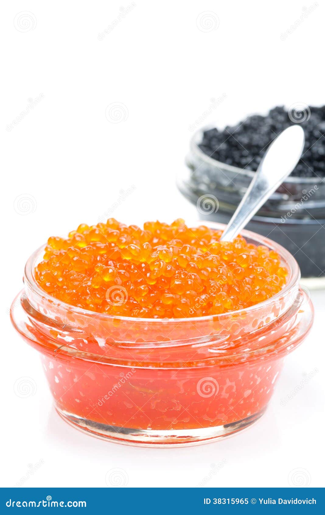 Glass Jar with Red Caviar Close-up, Isolated Stock Image - Image of ...