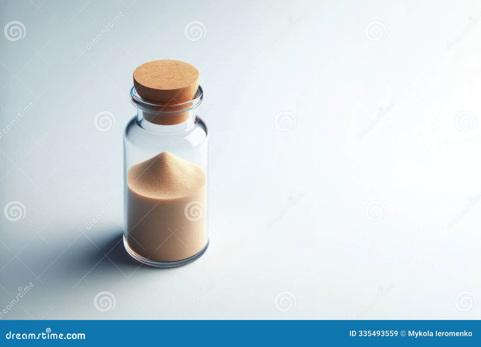 Glass Jar with Sand on a Light Background. Space for Text. Stock Image ...