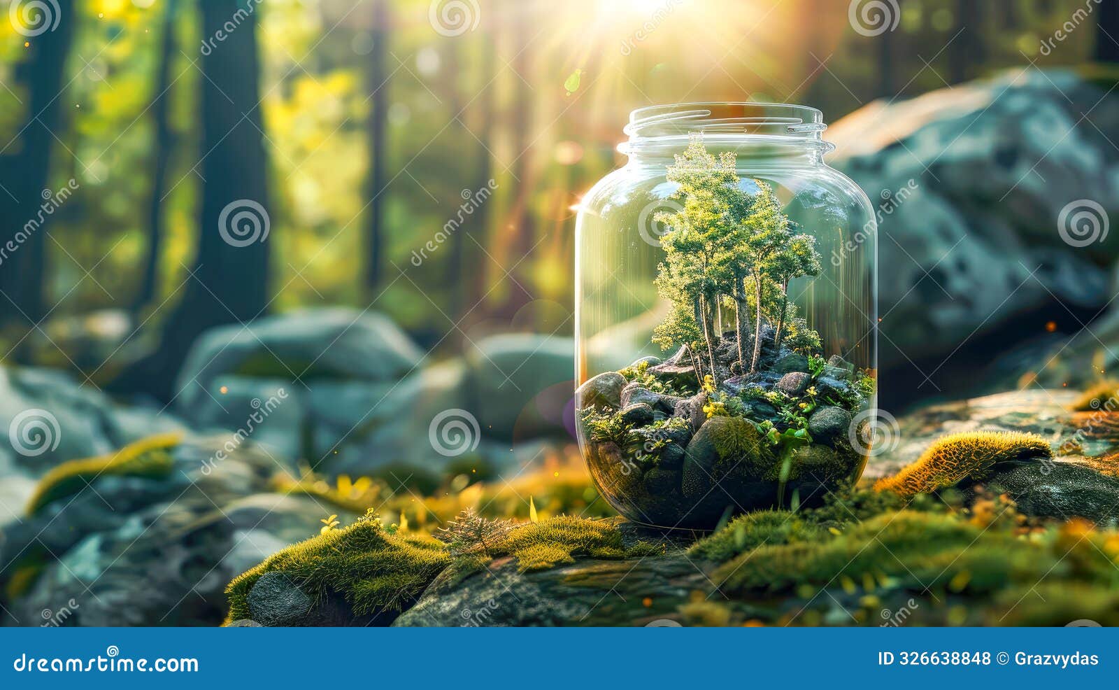 A Glass Jar with Trees Inside Creating a Magical Atmosphere ...