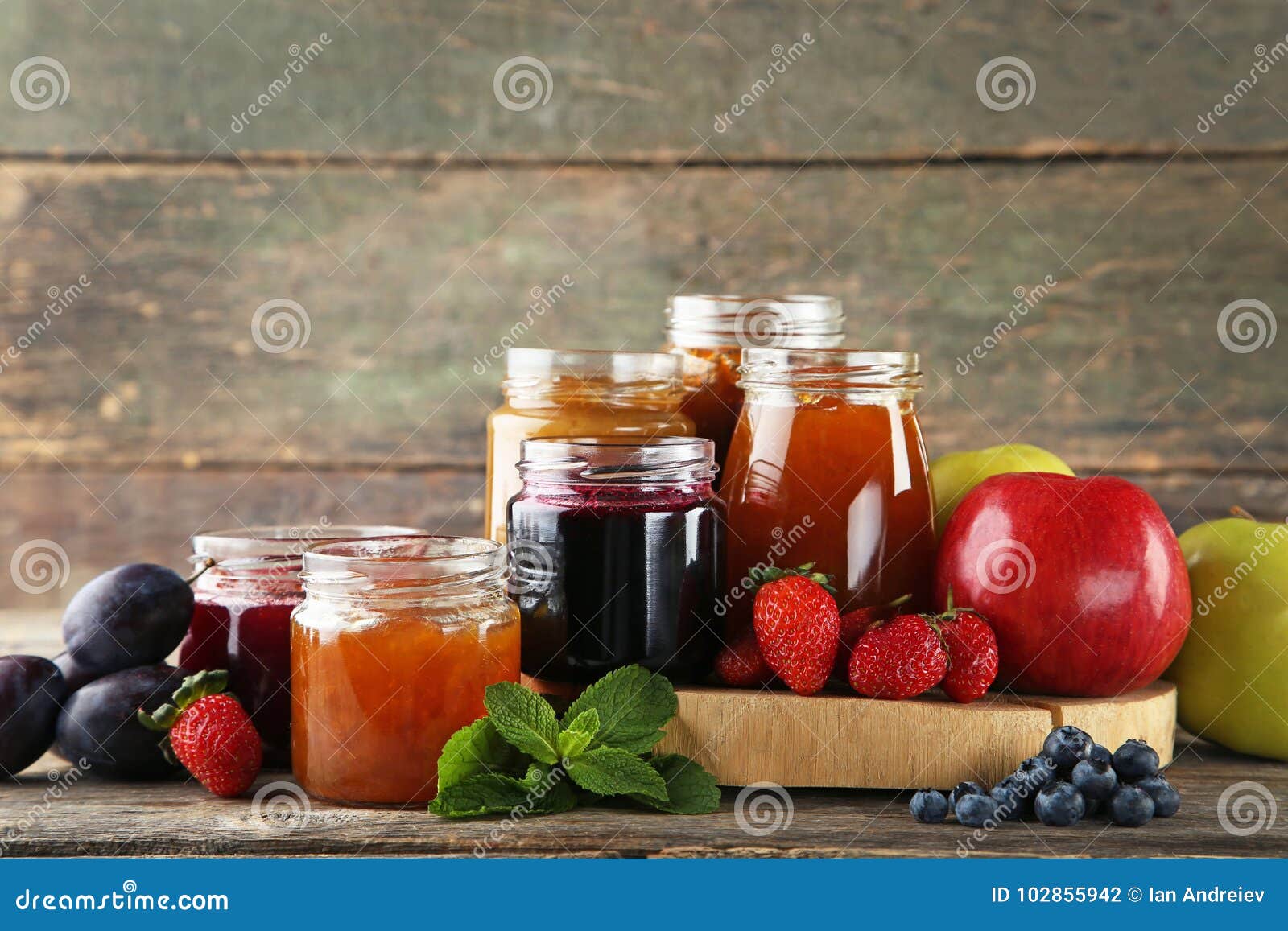 Different kinds of jam stock photo. Image of delicious - 102855942