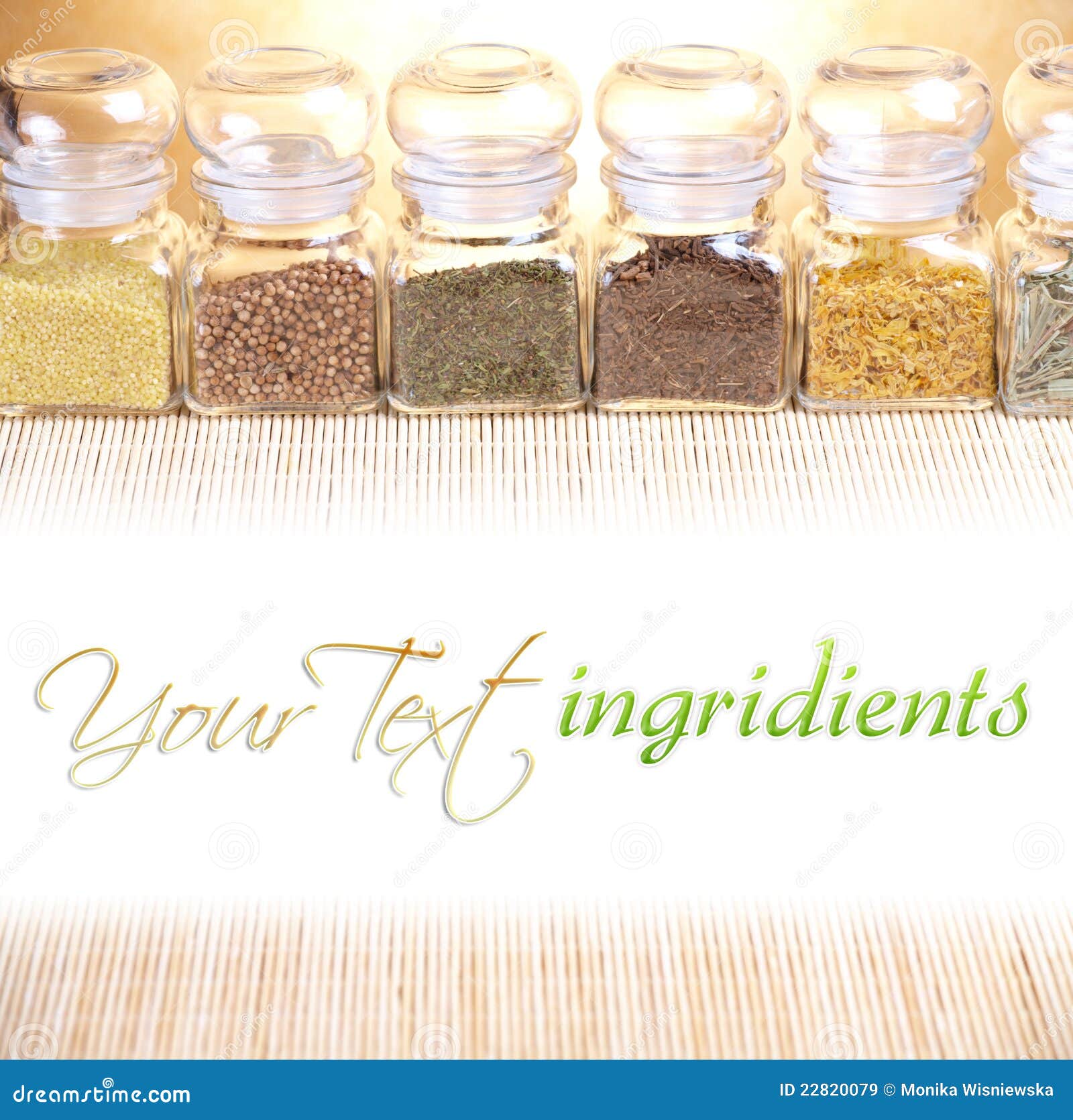 Glass Jars with Ingridients Stock Image - Image of flavouring, line ...