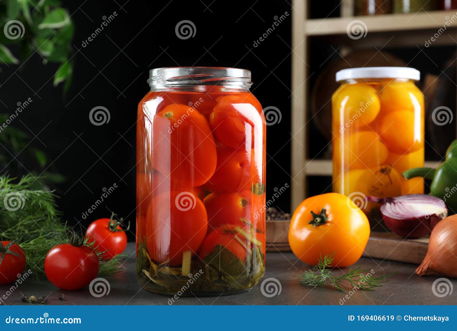 Glass Jars of Pickled Tomatoes Stock Image - Image of autumn, homemade ...