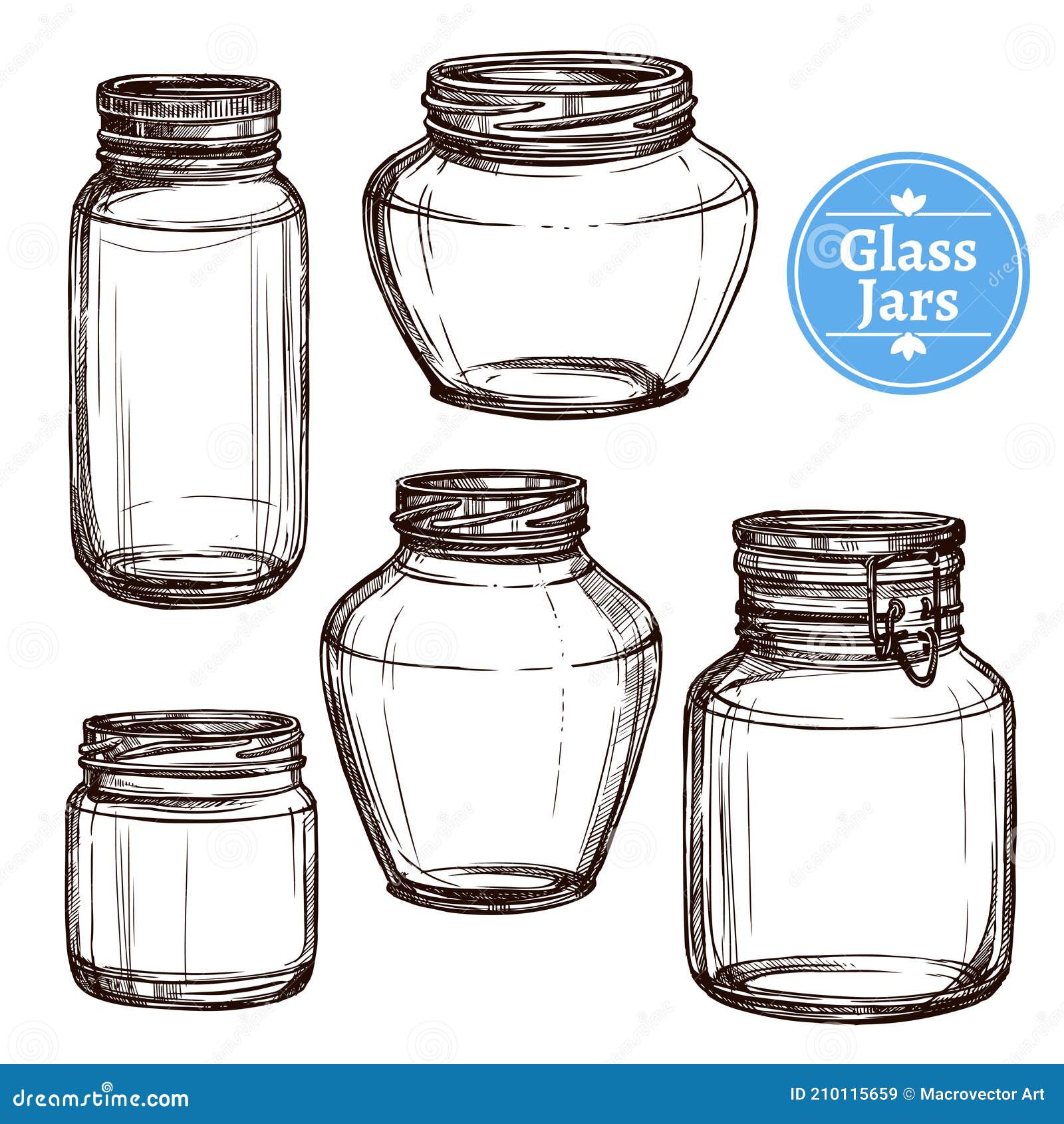 Glass Jars Set stock vector. Illustration of mason, food - 210115659