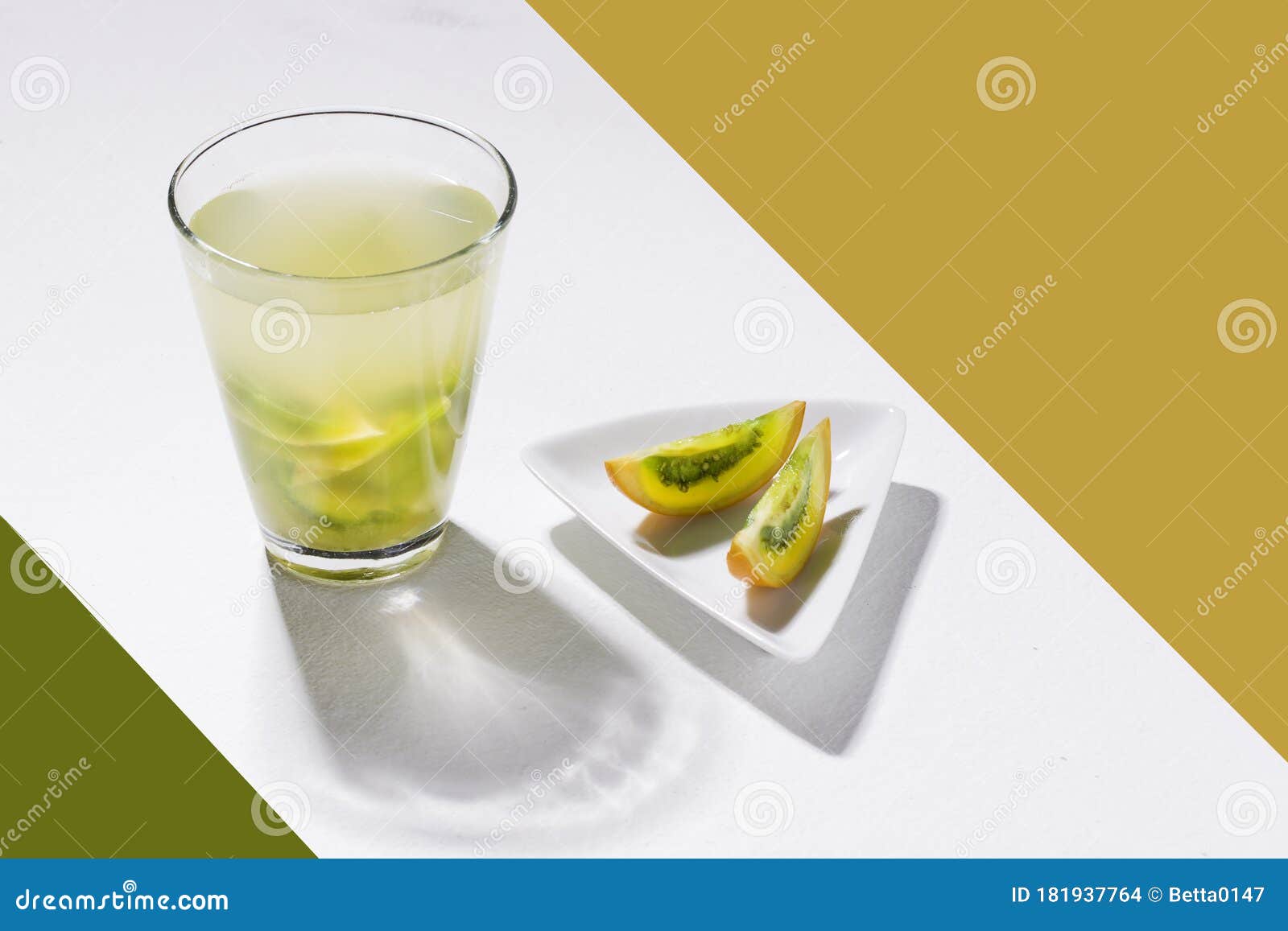 Glass with Juice and Slices of Lulo Fruit, on the Table Stock Photo ...