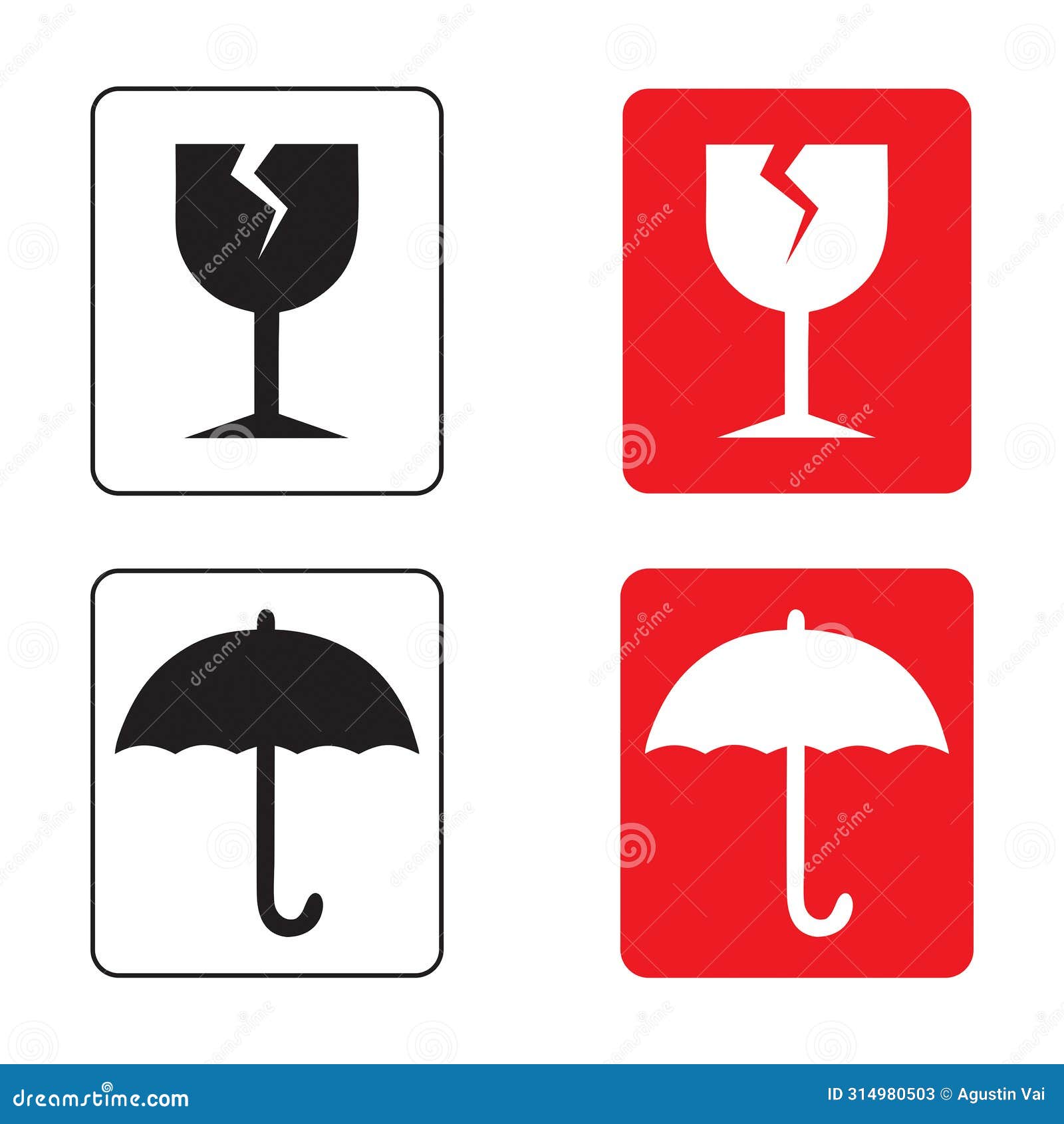 Glass and Keep Wet Packaging Banners on a White Background Stock ...